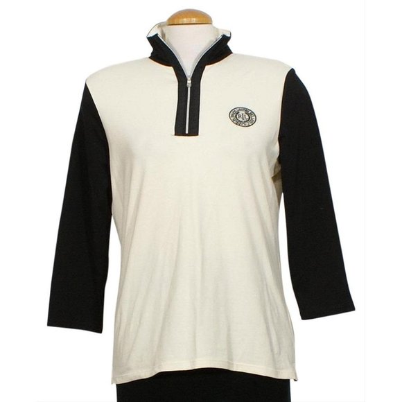 Lauren Ralph Lauren | Tops | Ralph Lauren Cream Black Stretch Cotton ...